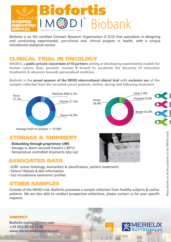 Biobank in oncology: Biofortis & IMODI project - Biofortis